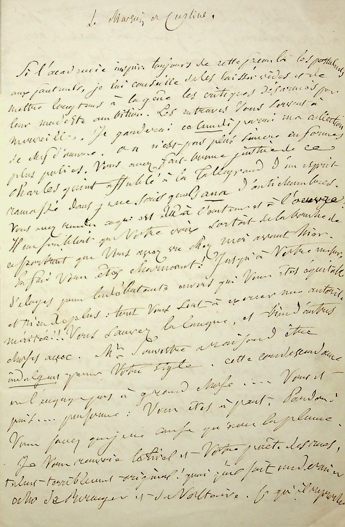 Lettre autographe signée à Jules Janin by Astolphe, marquis de Custine ...