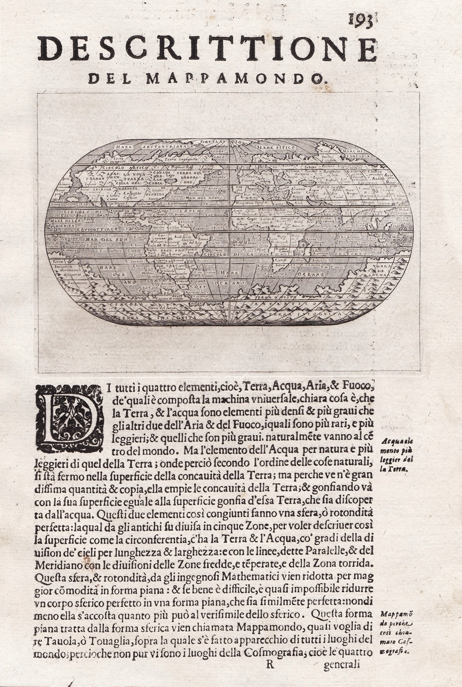 "Descrittione del Mappamondo" - World map Weltkarte Karte America ...