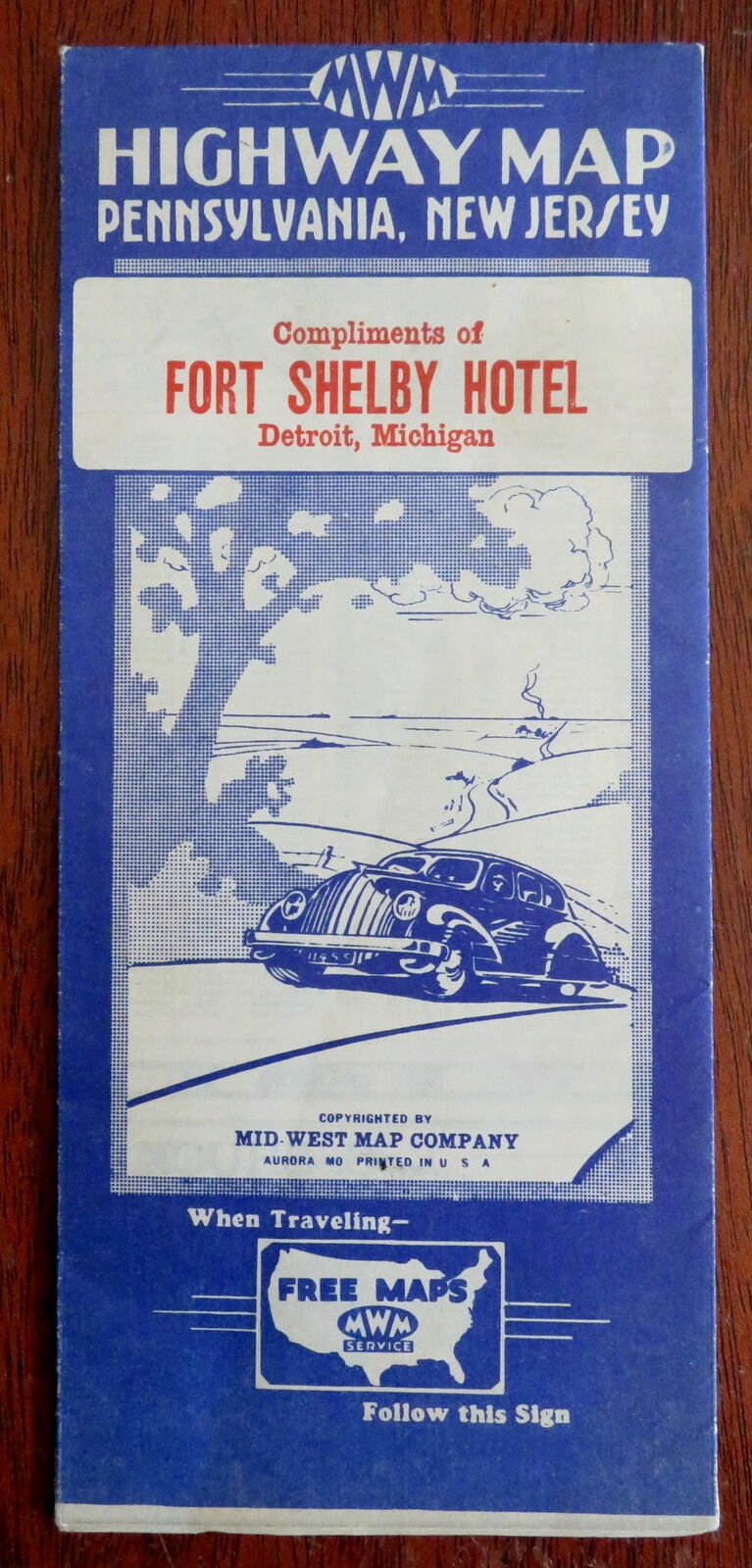 Pennsylvania & New Jersey Road Map c. 1950's Tourist Brochure period ...