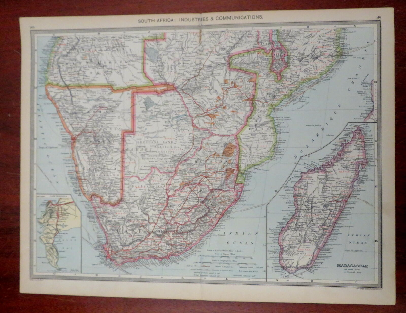 South Africa Cape Colony Transvaal Industry 1905 Philip & Sons map ...