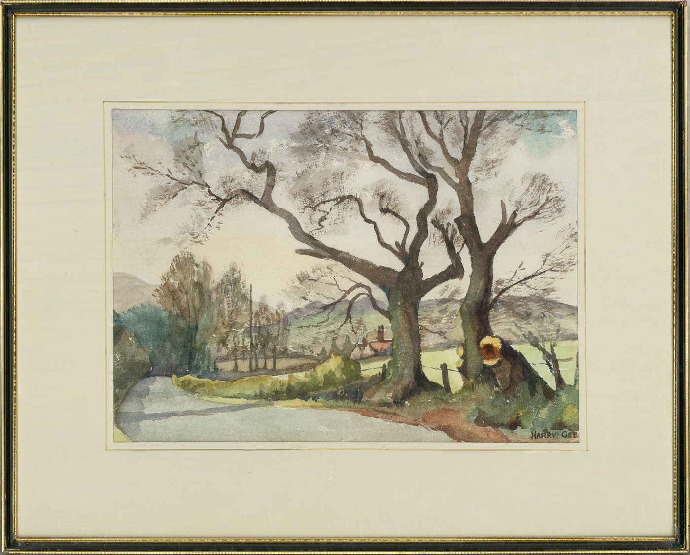 Harry Gee - Mid 20th Century Watercolour, The Lane in Winter by Harry ...