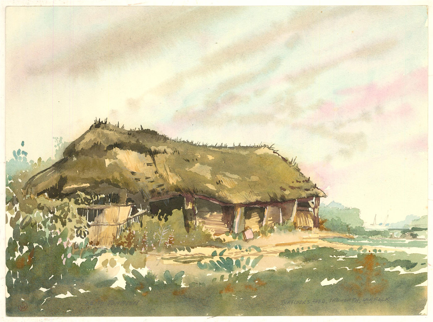 Keith Johnson (1931-2018) - Watercolour, Thatcher's Shed, Ranworth ...