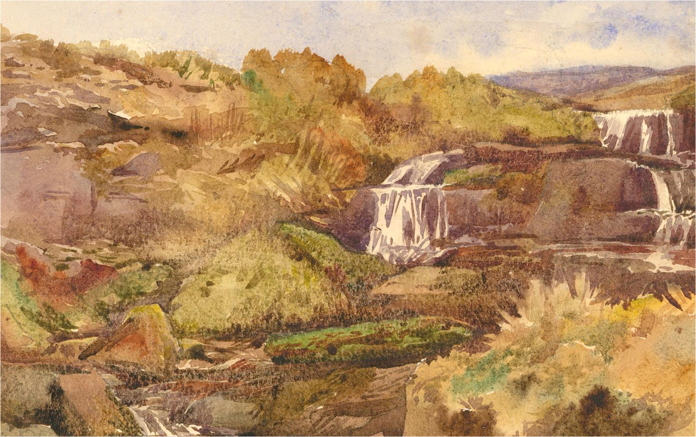 Early 20th Century Watercolour - Waterfalls: Kunst / Grafik / Poster ...