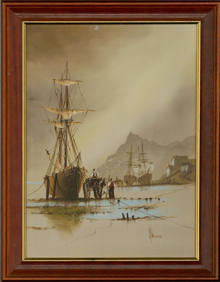 Ken Hammond - 20th Century Oil, Ships on the Shore by Ken Hammond ...