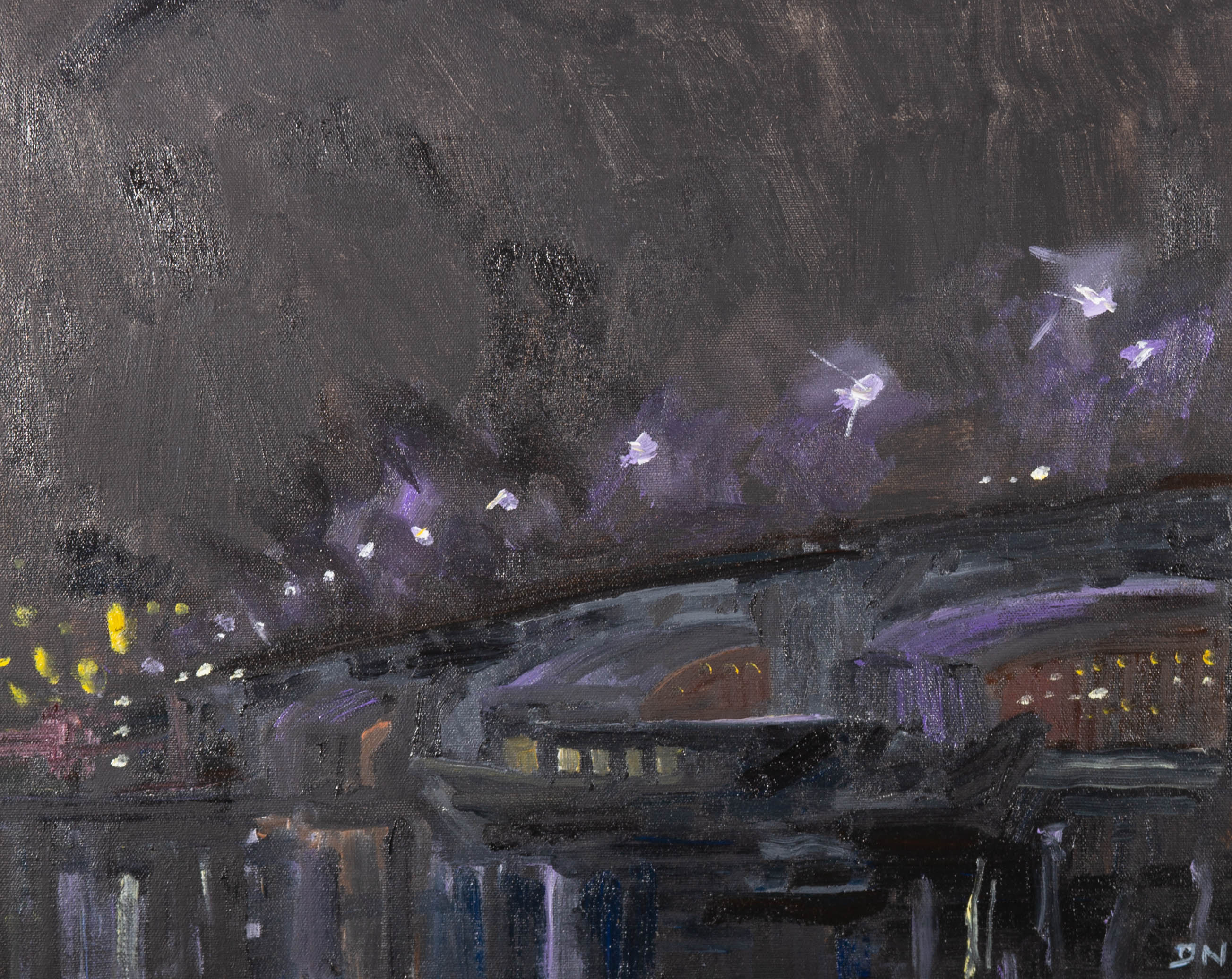 Daniel Nichols - Contemporary Oil, London Bridge at Night II von Daniel ...