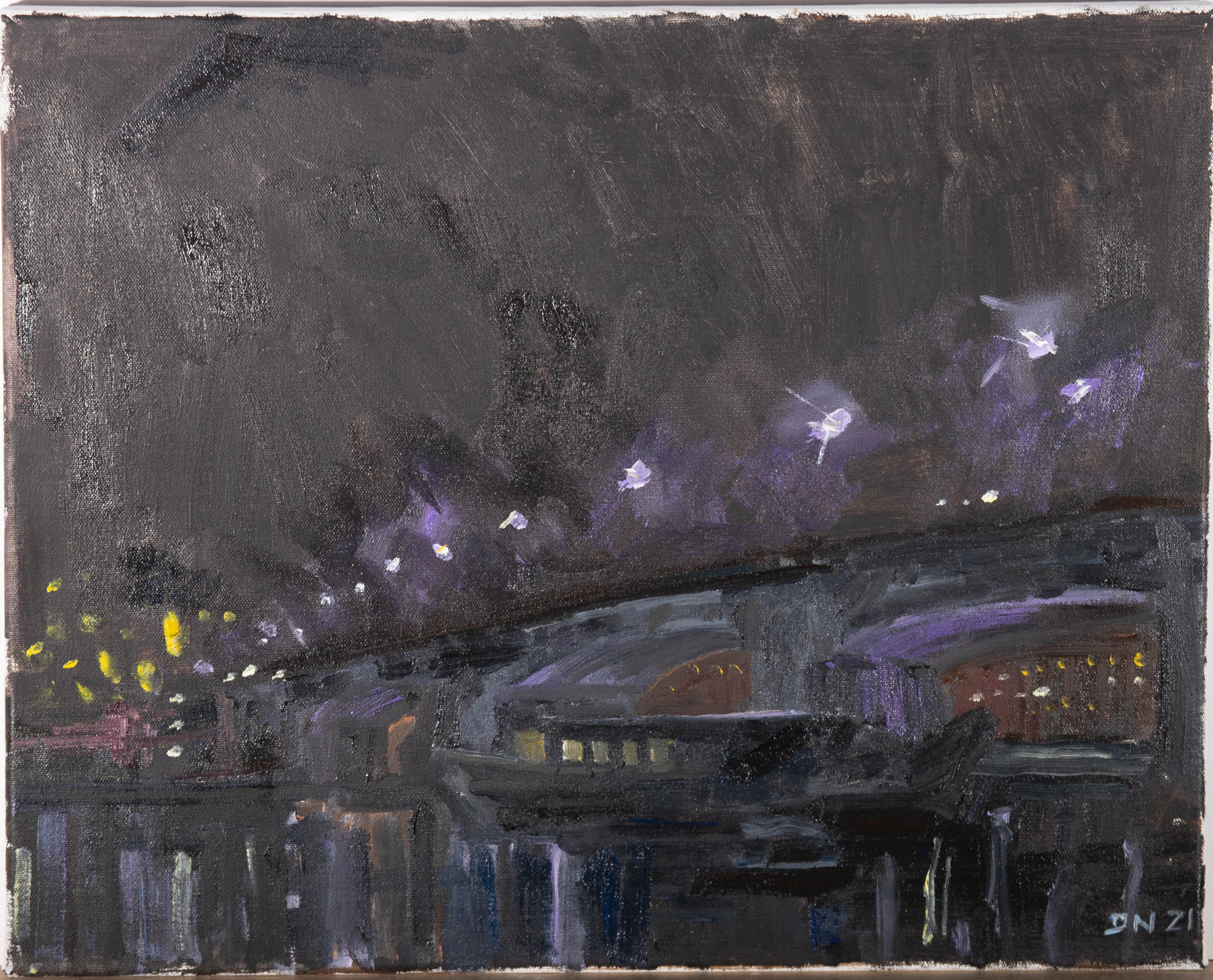 Daniel Nichols - Contemporary Oil, London Bridge at Night II von Daniel ...