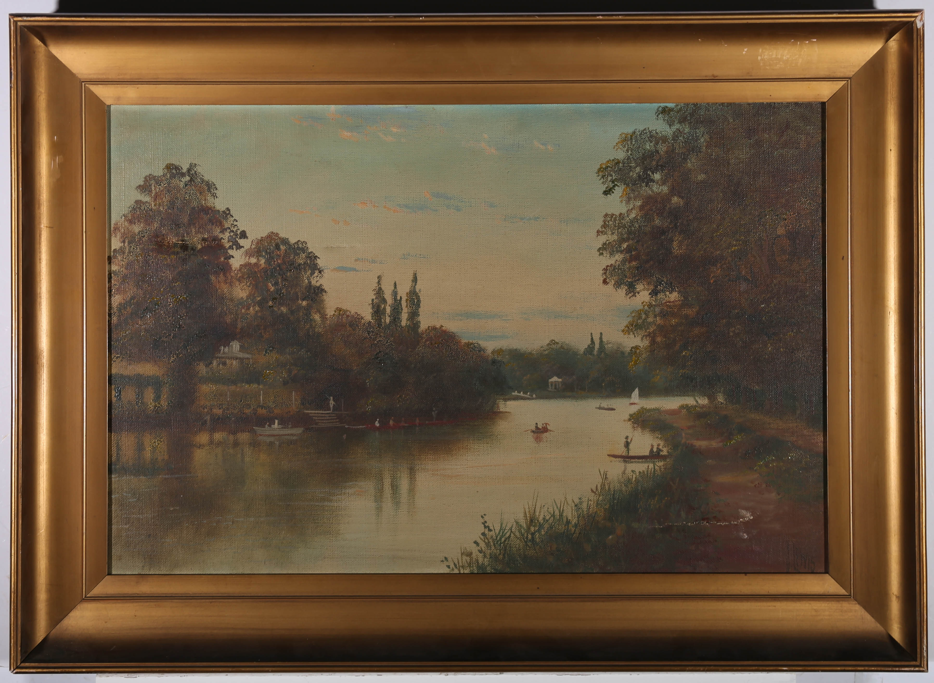 J. Lewis - For Restoration 20th Century Oil, Punting On The River von J ...