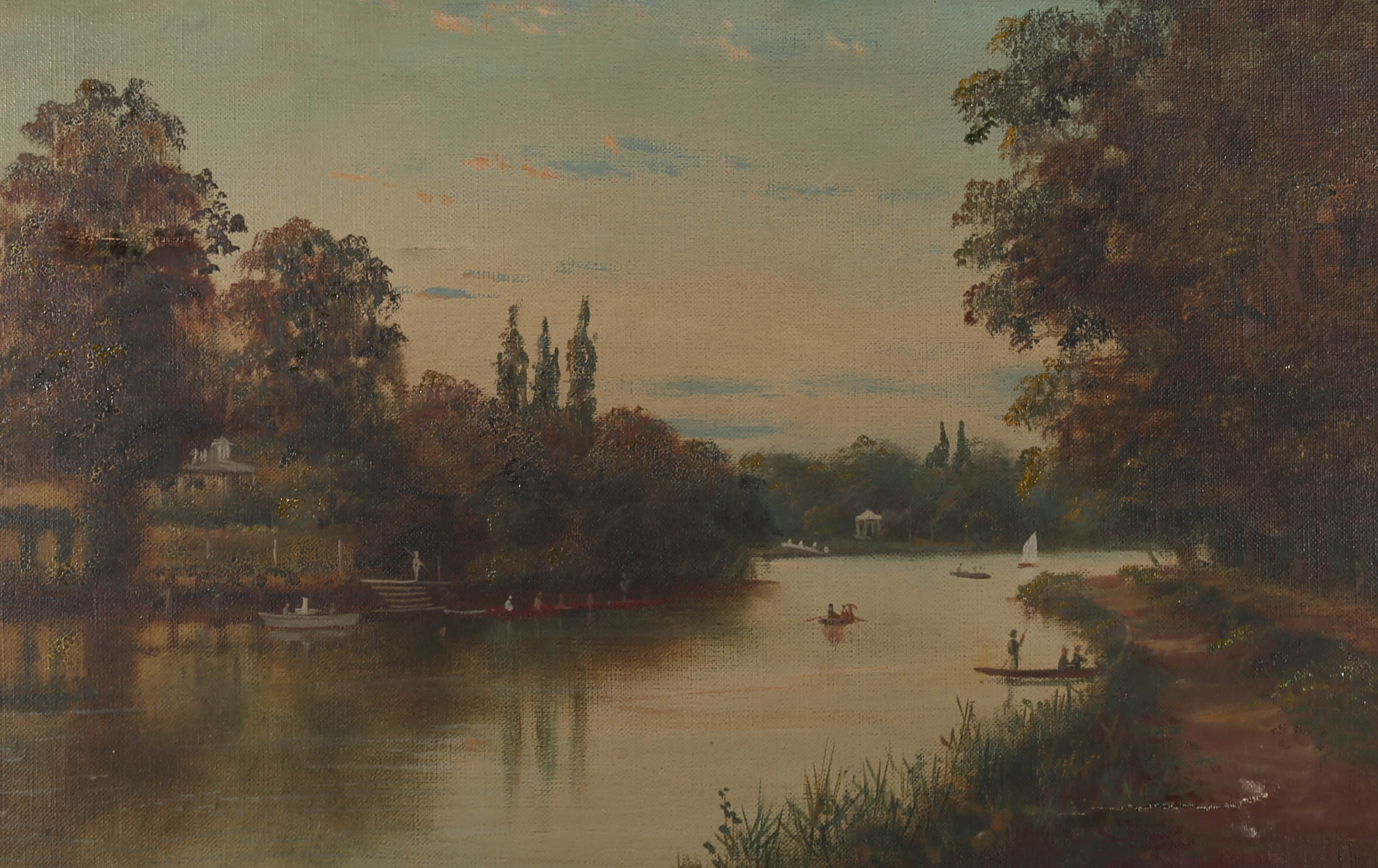 J. Lewis - For Restoration 20th Century Oil, Punting On The River von J ...