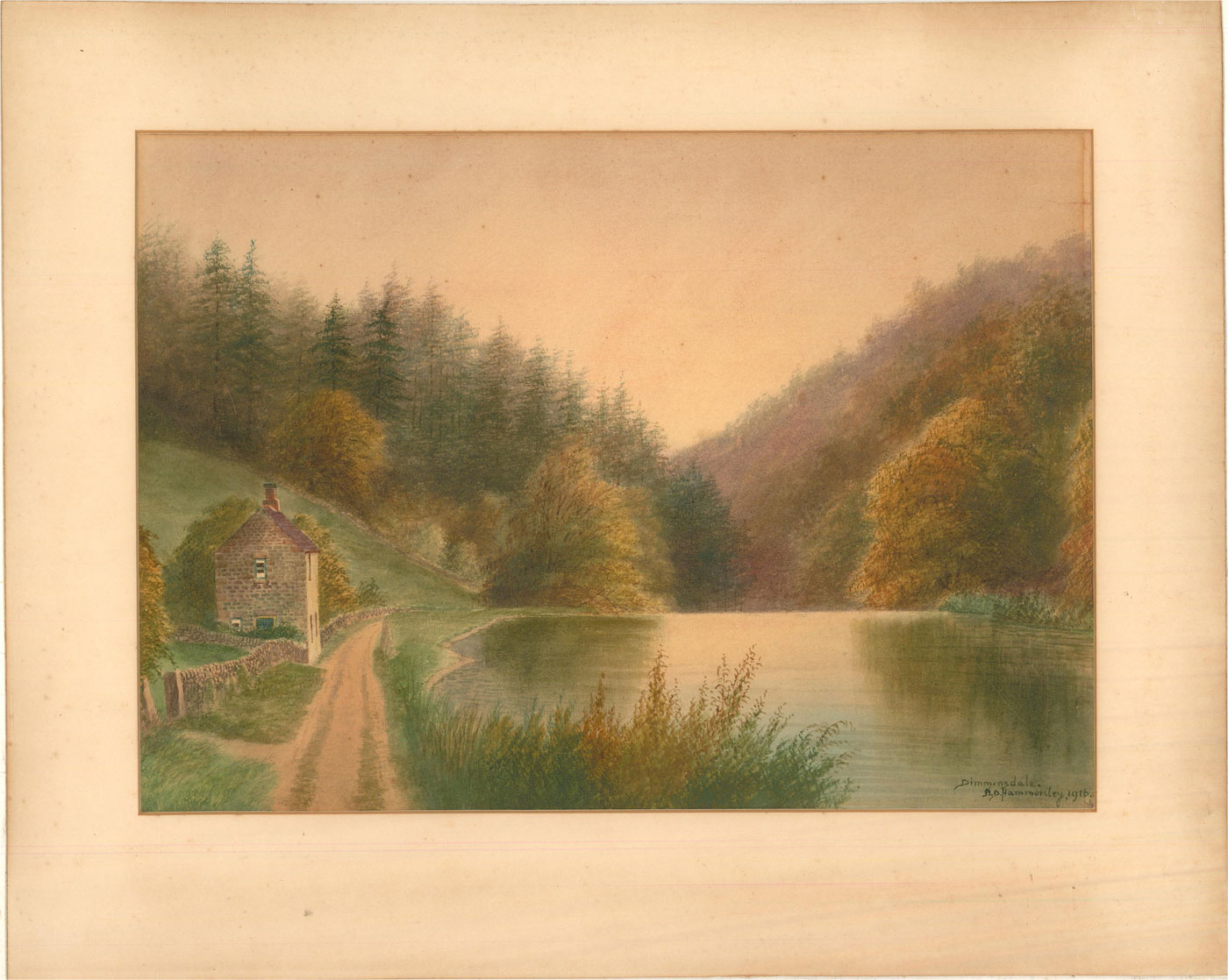 A.D. Hammersley - Signed and Dated 1916 Watercolour, Dimminsdale Lake ...