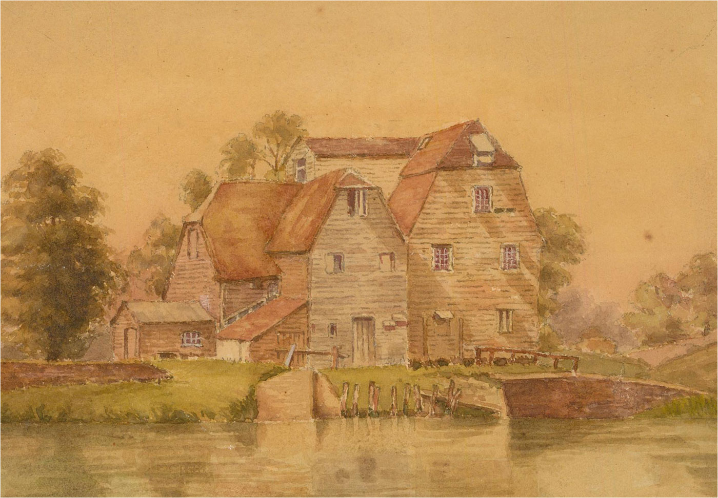 G.F. Rose - 1937 Watercolour, Hemingford Mill, Huntingdon von G.F. Rose ...