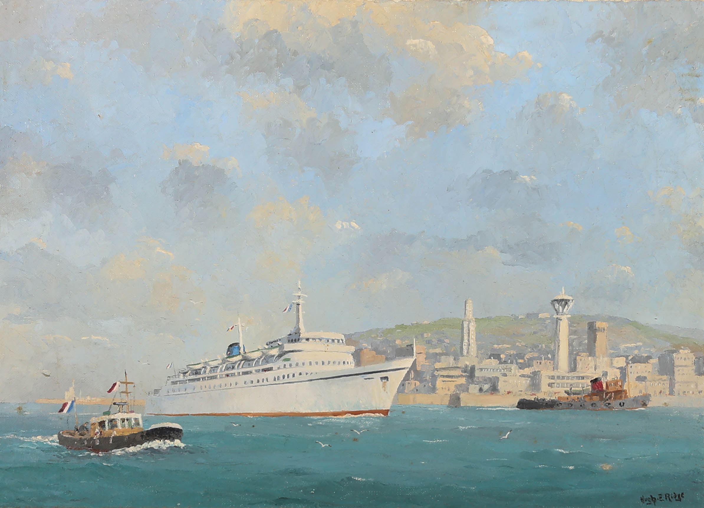 Hugh E. Ridge (1899-1976) - 20th Century Oil, Brittany Ferry by Hugh E ...