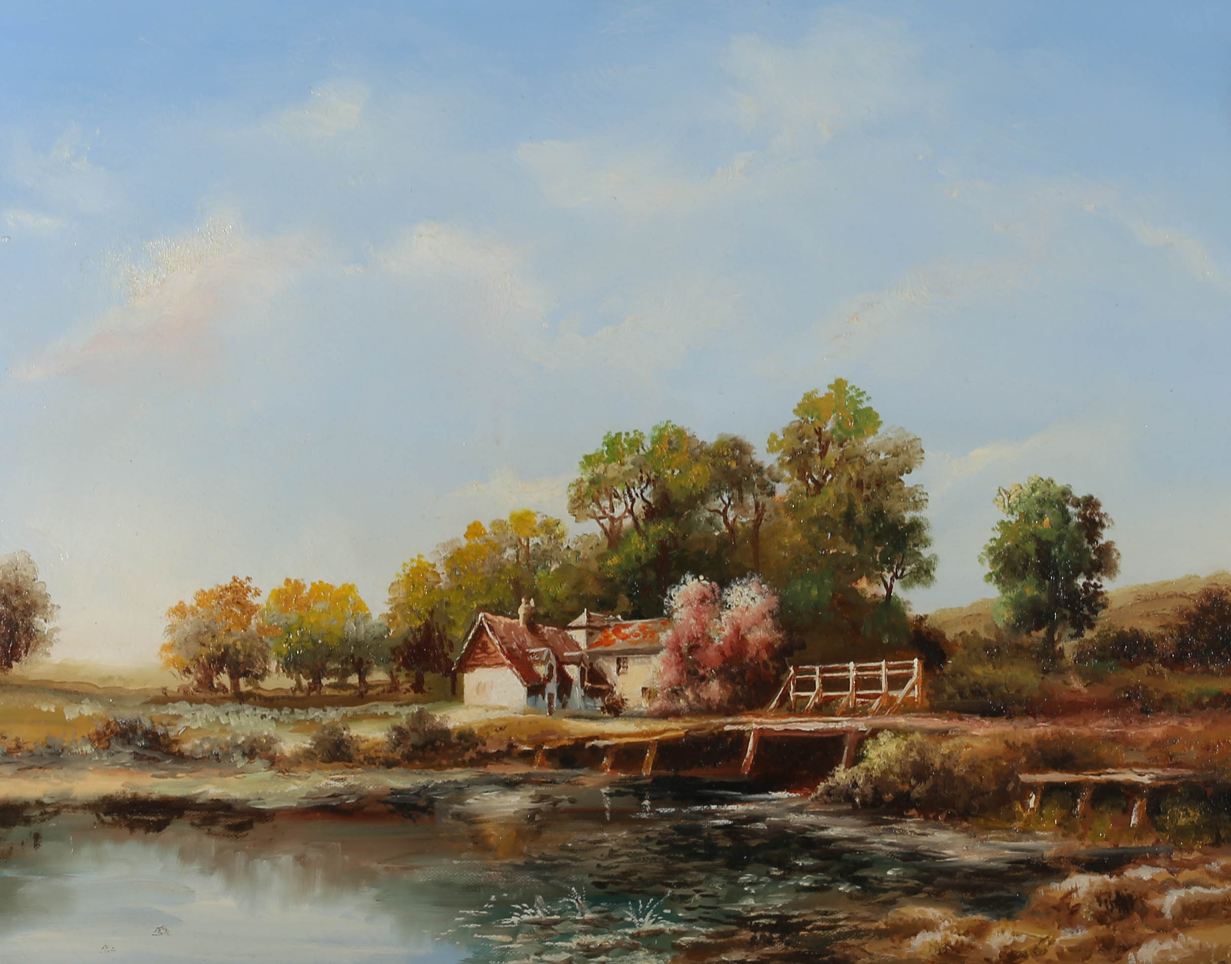 Wheeler - Framed 20th Century Oil, Riverside Cottage von Wheeler ...