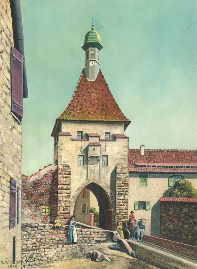 R. Kenyon - 1990 Oil, Old City Gate by R. Kenyon: (1990) Signed by ...