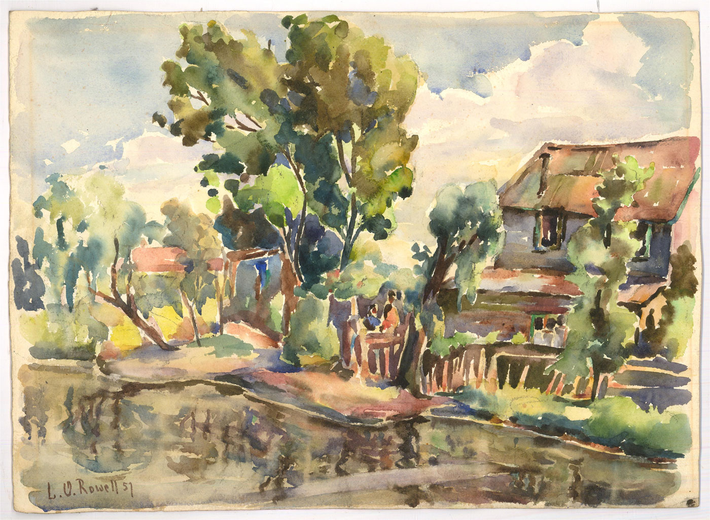 Laura O. Rowell - Signed and dated 1957 Watercolour, Summer Days von ...