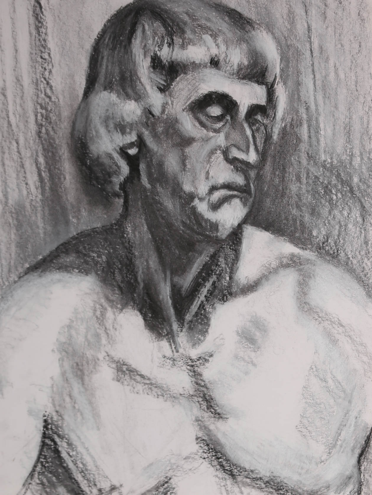 Joyce Moore - 20th Century Charcoal Drawing, Grey Man by Joyce Moore ...