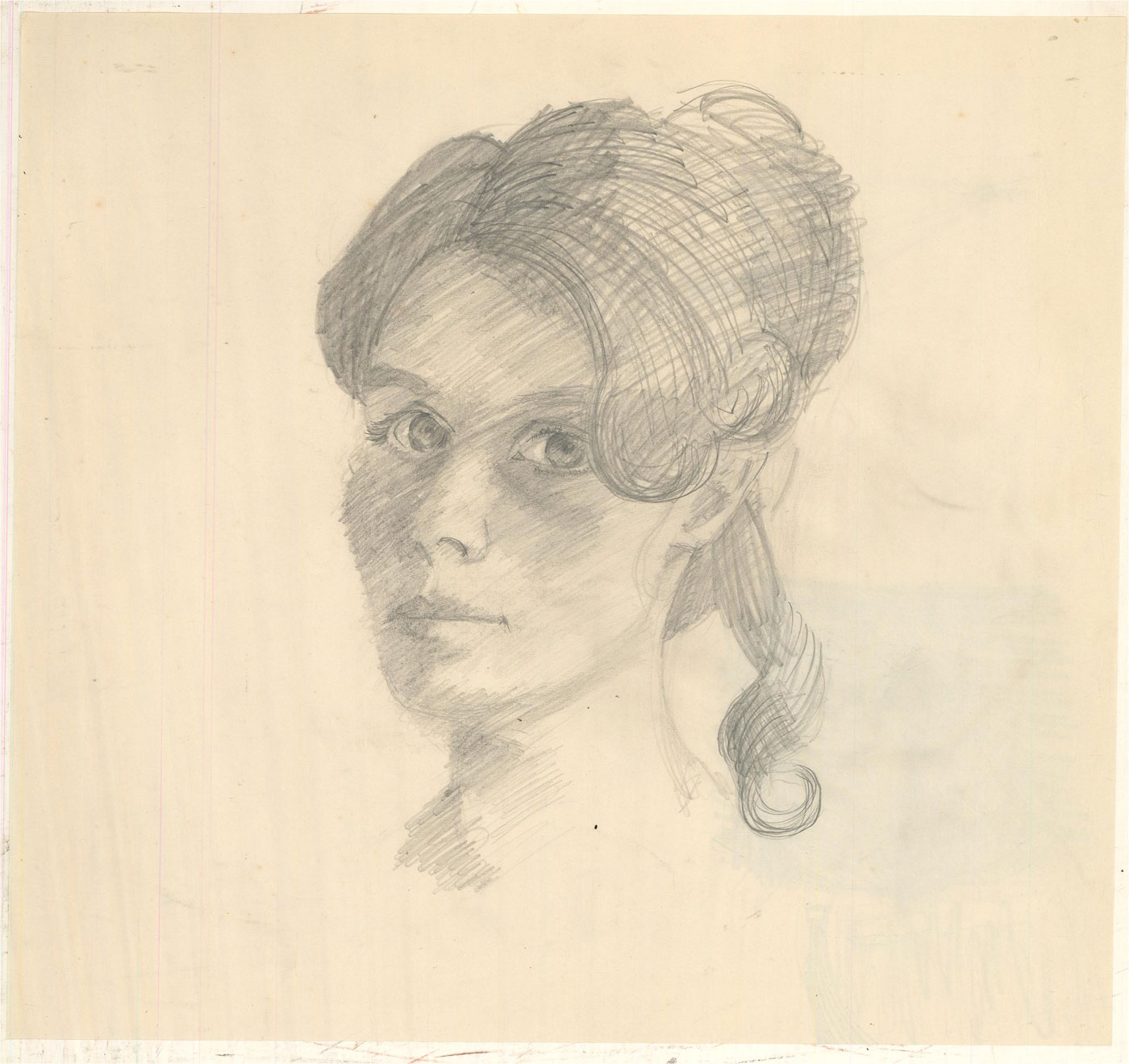 20th Century Graphite Drawing - Female Head Study: Art / Print / Poster ...