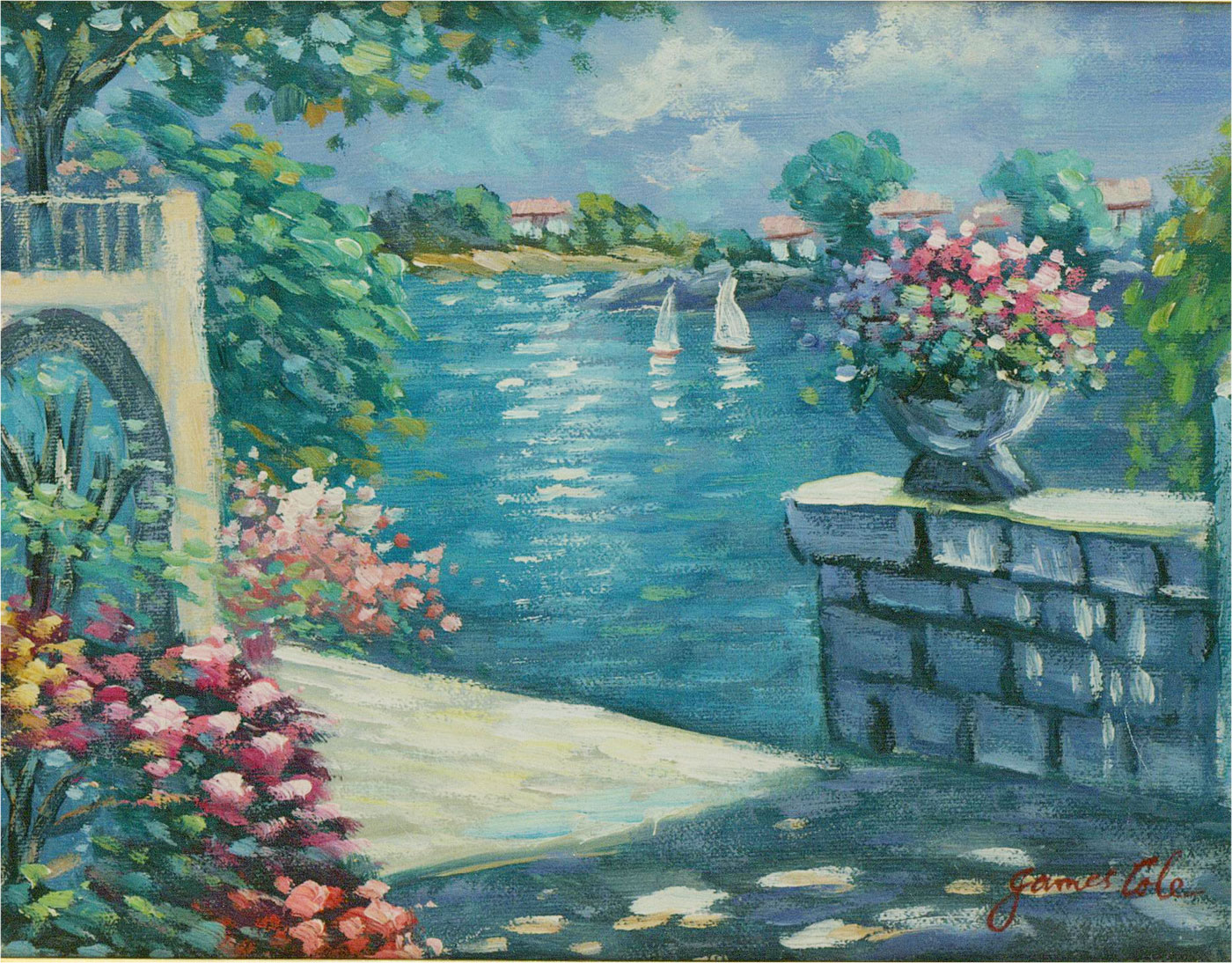 James Cole - 20th Century Acrylic, Lakeside Terrace von James Cole ...