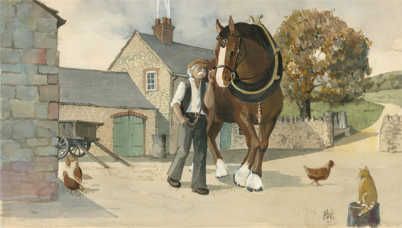 H. King - Signed Contemporary Watercolour, The Farm Yard by H. King ...