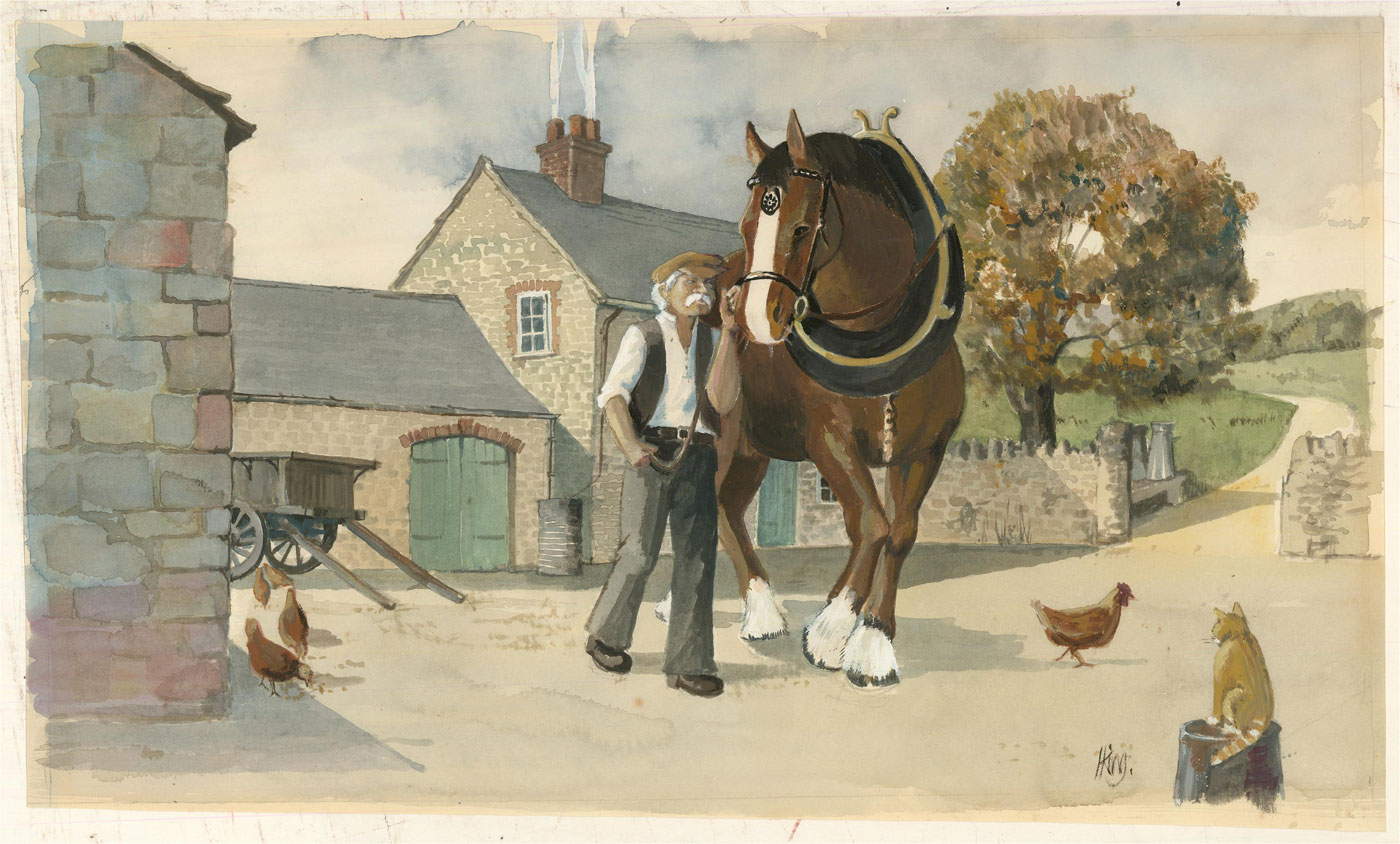 H. King - Signed Contemporary Watercolour, The Farm Yard by H. King ...