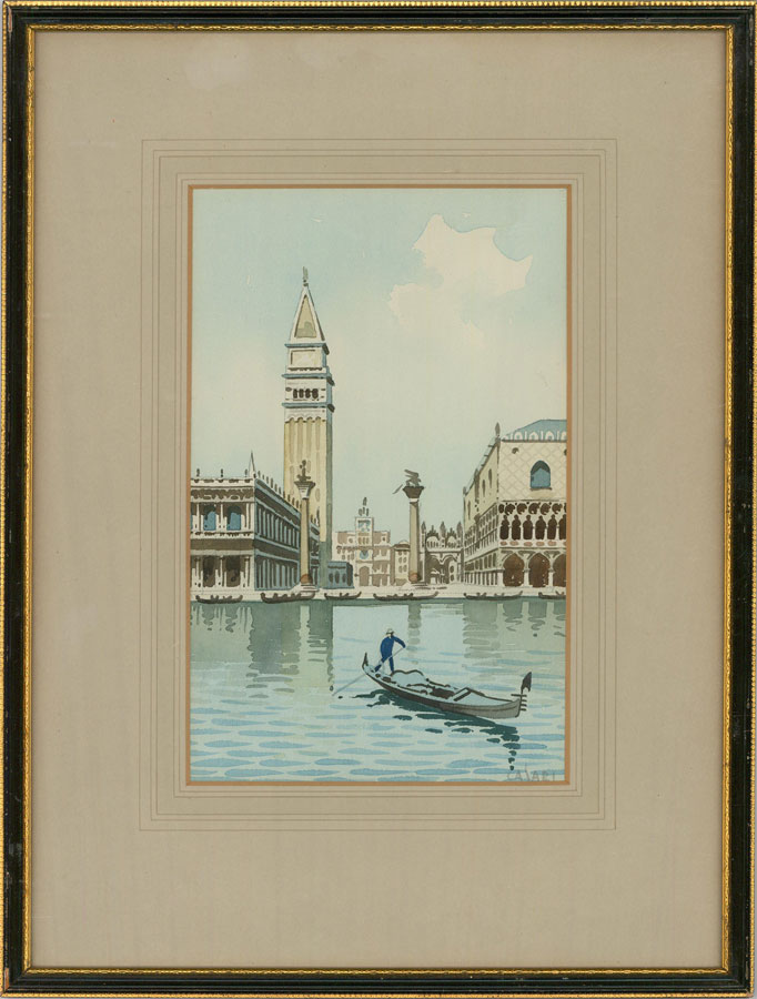 Casari - 20th Century Watercolour, View of Doge's Palace, Venice by ...