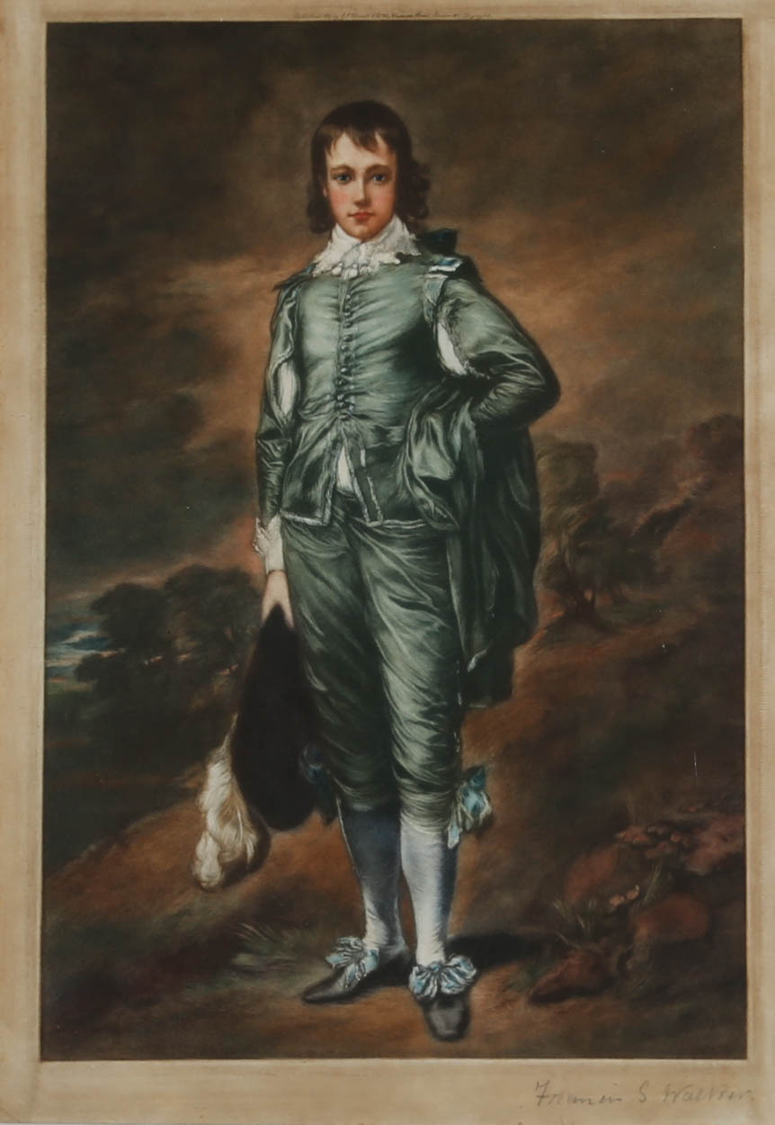 Francis S. Walker after Gainsborough - 1910 Mezzotint, Blue Boy by Francis S. Walker after ...
