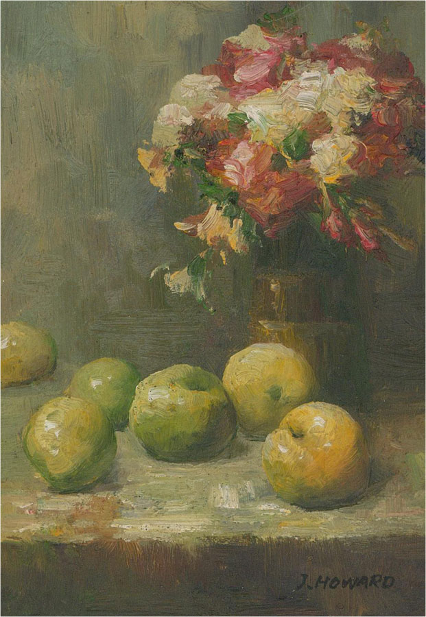 J. Howard - 20th Century Oil, Flowers And Apples von J. Howard: Signed ...