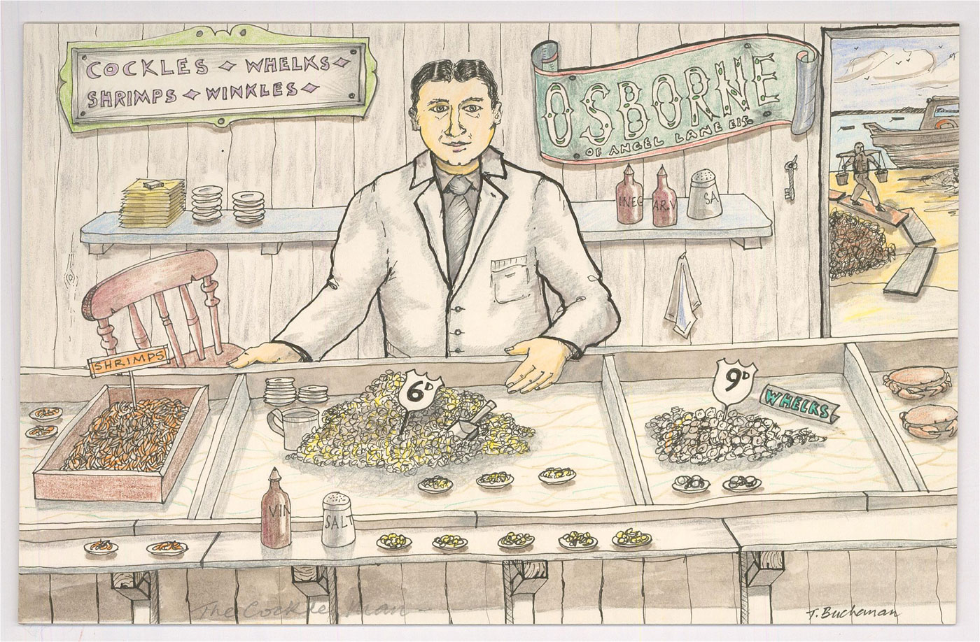 Terry Buchanan (b.1938) - Contemporary Pen and Ink Drawing, The Cockle ...