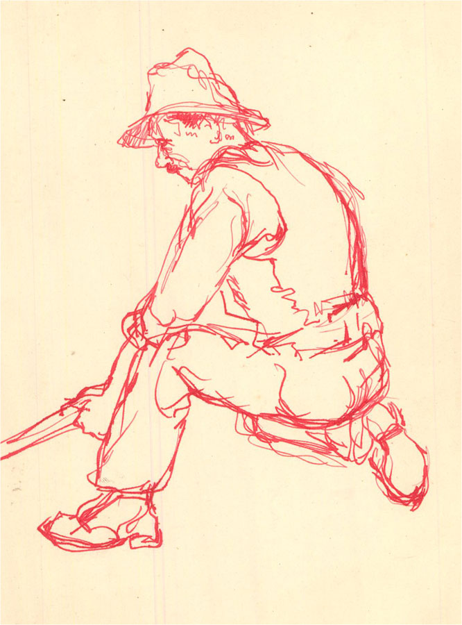 Trio of 20th Century Mixed Media Sketches - The Workman: Art / Print ...