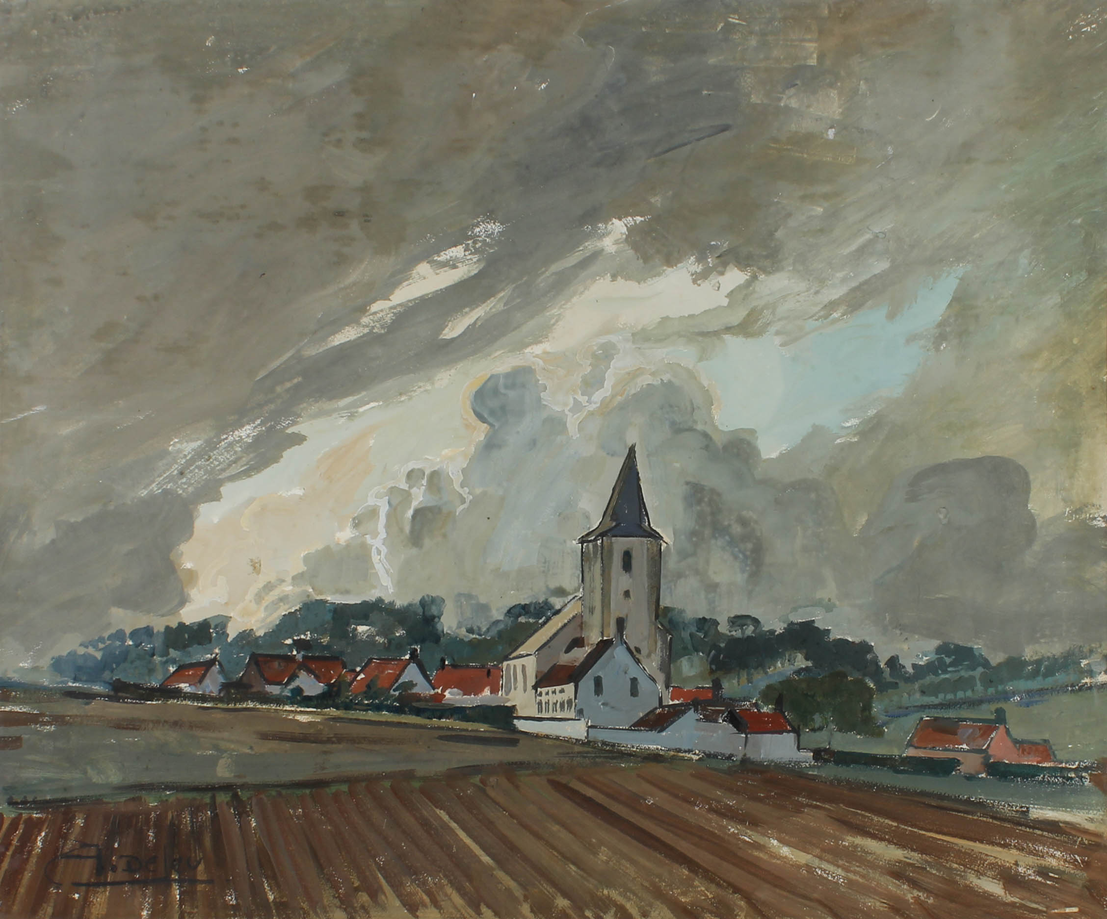 Arthur Deleu (1884-1966) - 1937 Oil, After The Rain von Arthur Deleu ...