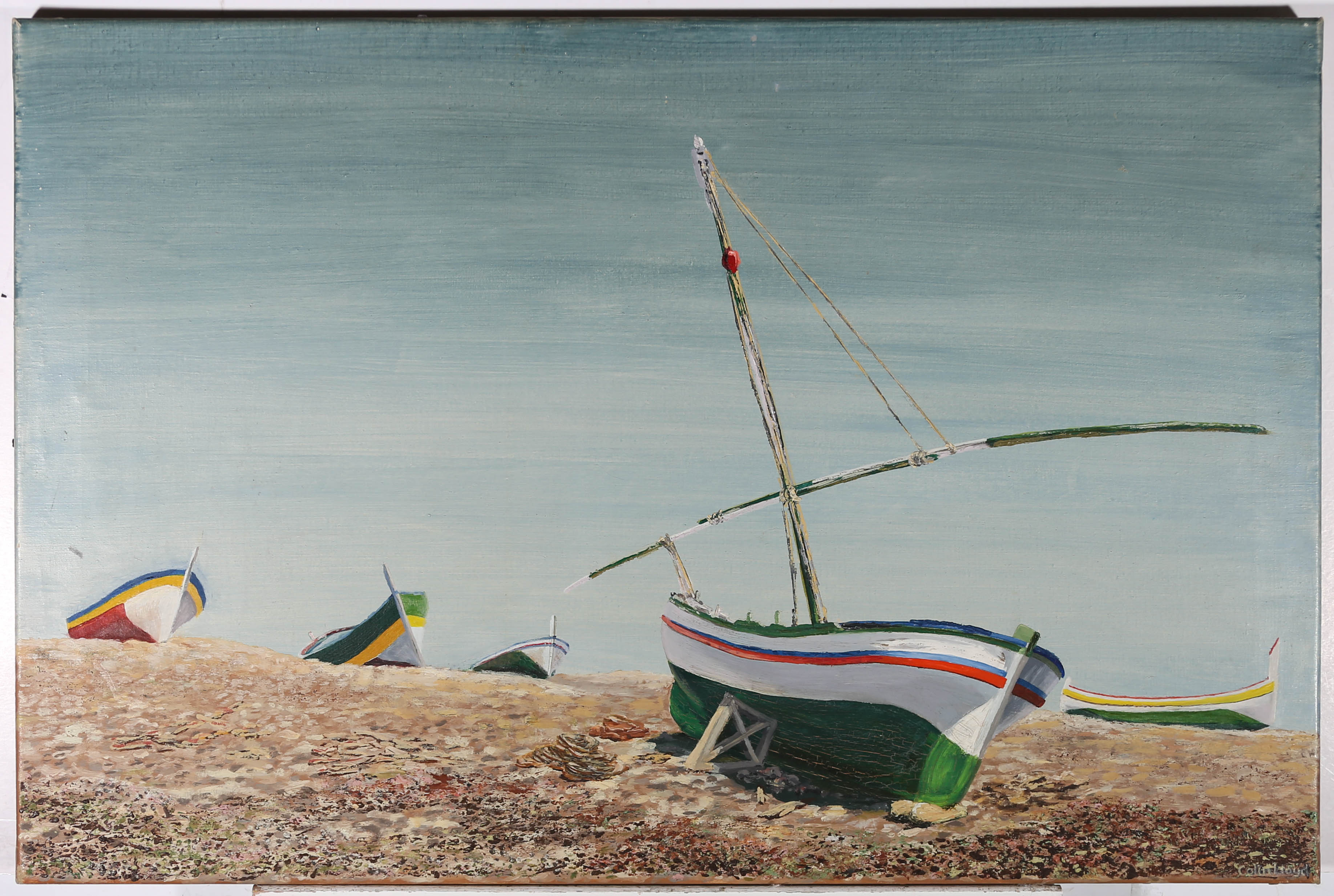 Colin Lloyd - 20th Century Oil, Beached Boats von Colin Lloyd: Signed ...