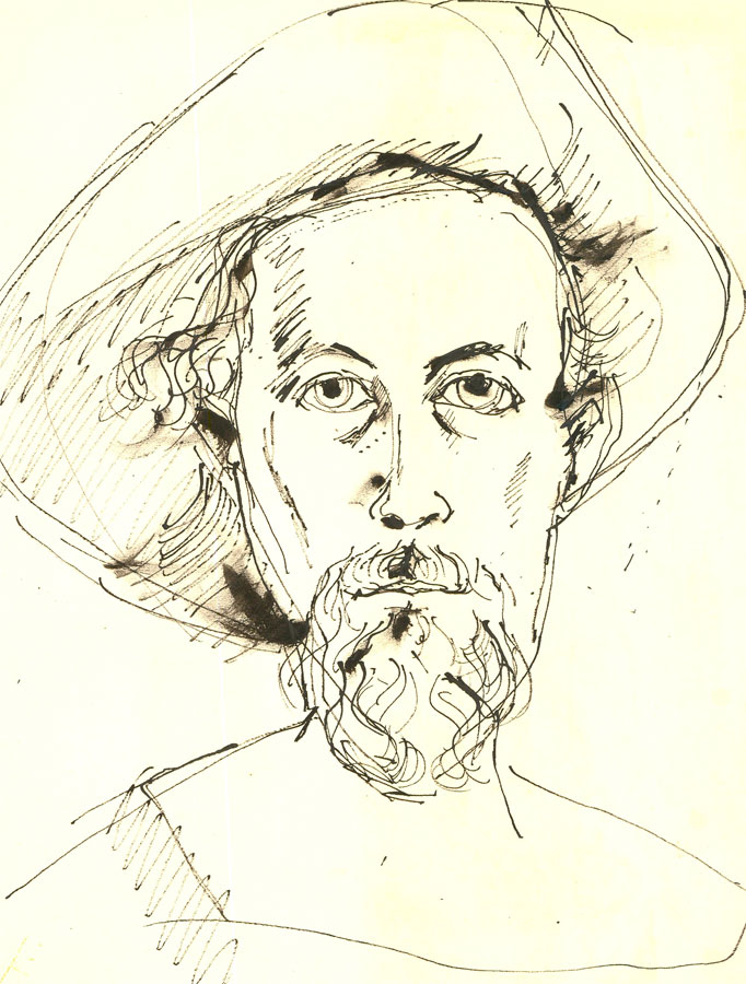 Peter Collins ARCA - 20th Century India Ink, The Artist In A Hat by ...