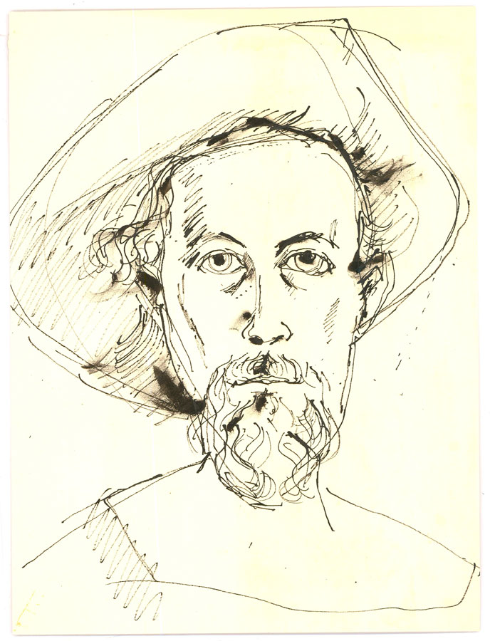 Peter Collins ARCA - 20th Century India Ink, The Artist In A Hat by ...