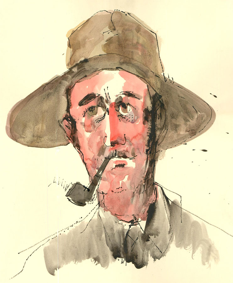 Peter Collins ARCA - 20th Century Watercolour, Red Faced Man by Peter ...
