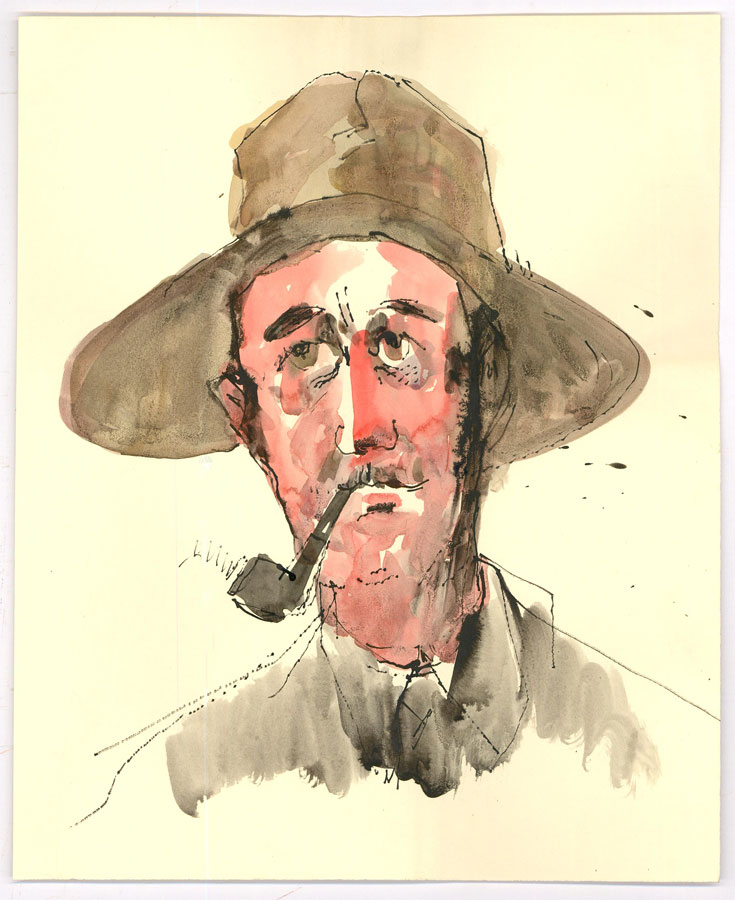 Peter Collins ARCA - 20th Century Watercolour, Red Faced Man von Peter ...