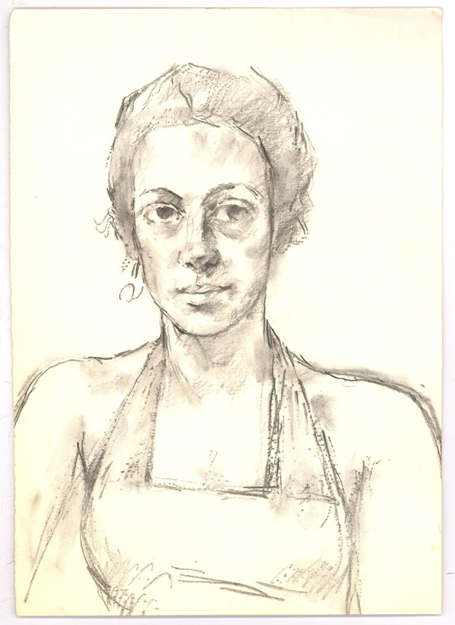 Peter Collins ARCA - 20th Century Charcoal Drawing, Portrait Of A Lady ...