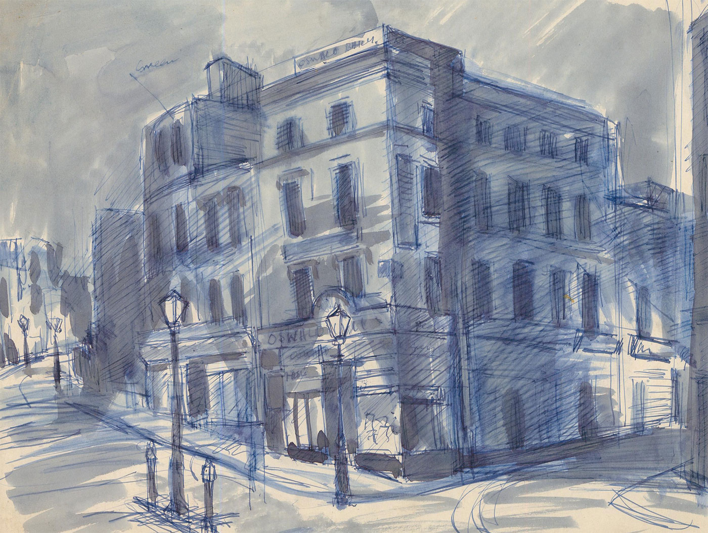 Peter Collins ARCA - 20th Century Watercolour, The Street Corner by ...