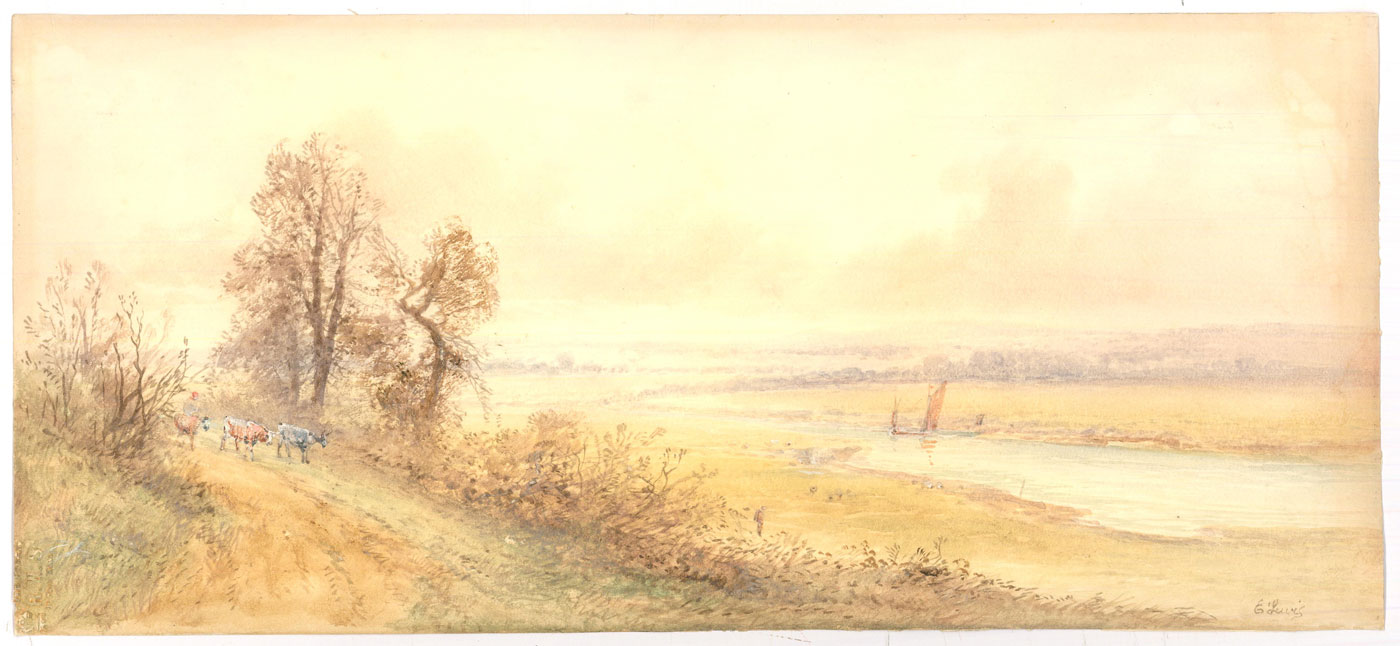E. Lewis - Early 20th Century Watercolour, Cattle by the River by E ...