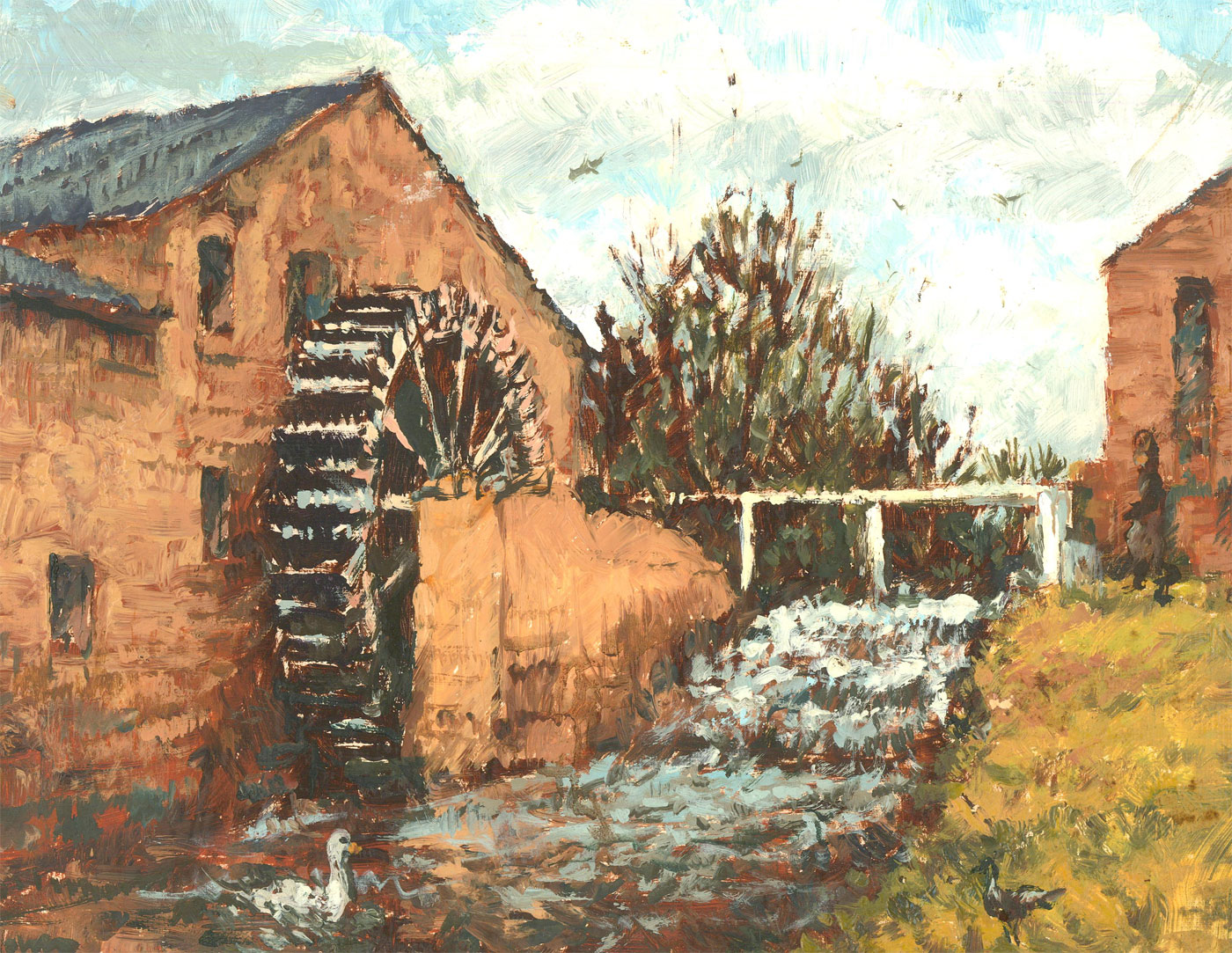 20th Century Oil - The Watermill: Art / Print / Poster | Sulis Fine Art