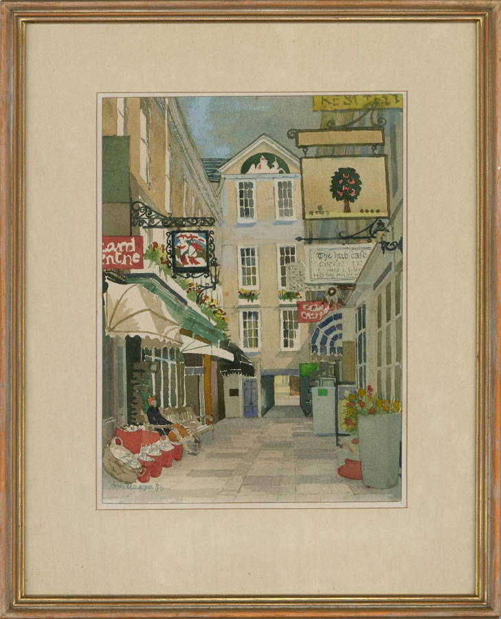 Ann Mason - Framed 1986 Watercolour, Northumberland Place by Ann Mason ...