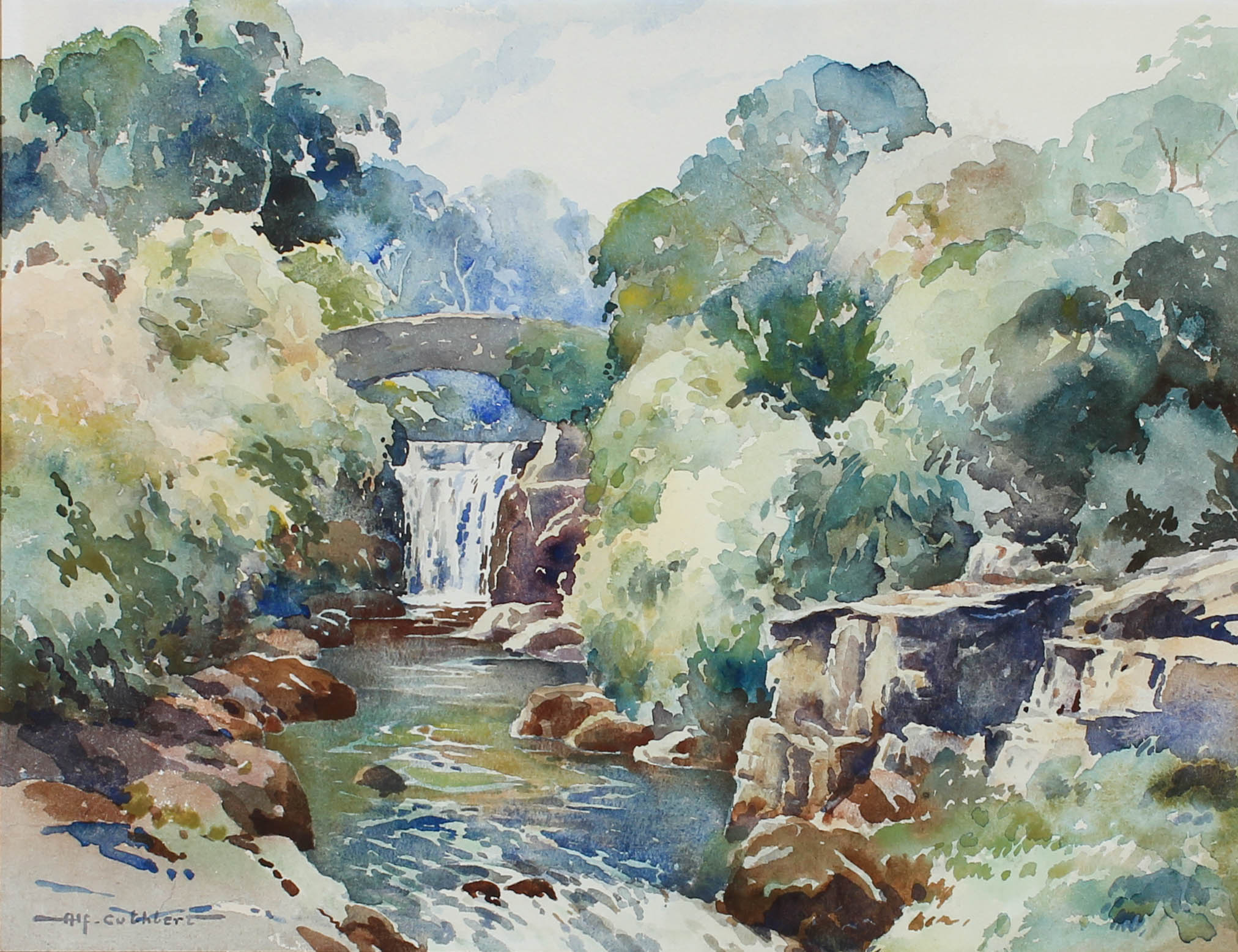 Alfred Edward Cuthbert (1898-1966) - Framed Watercolour, Jesmond Dene ...