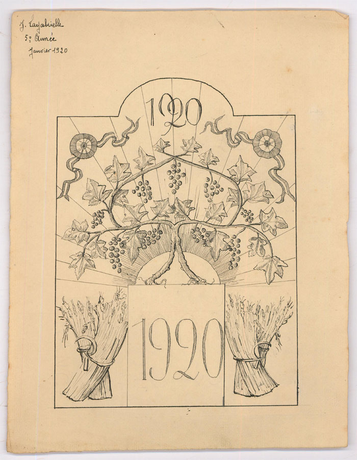 F. Lagabrielle - 1920 Pen and Ink Drawing, Autumn In France by F ...