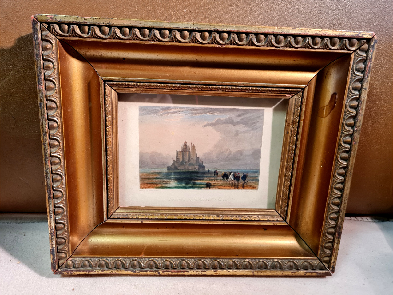 Distant View of Mont St. Michel. Altkolorierter Stahlstich von R ...