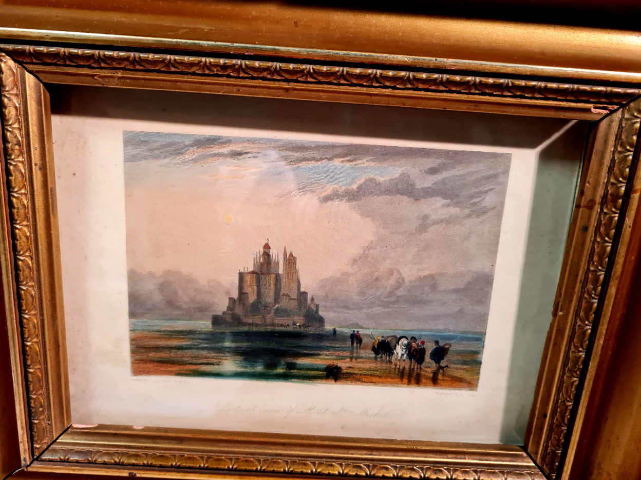 Distant View of Mont St. Michel. Altkolorierter Stahlstich von R ...