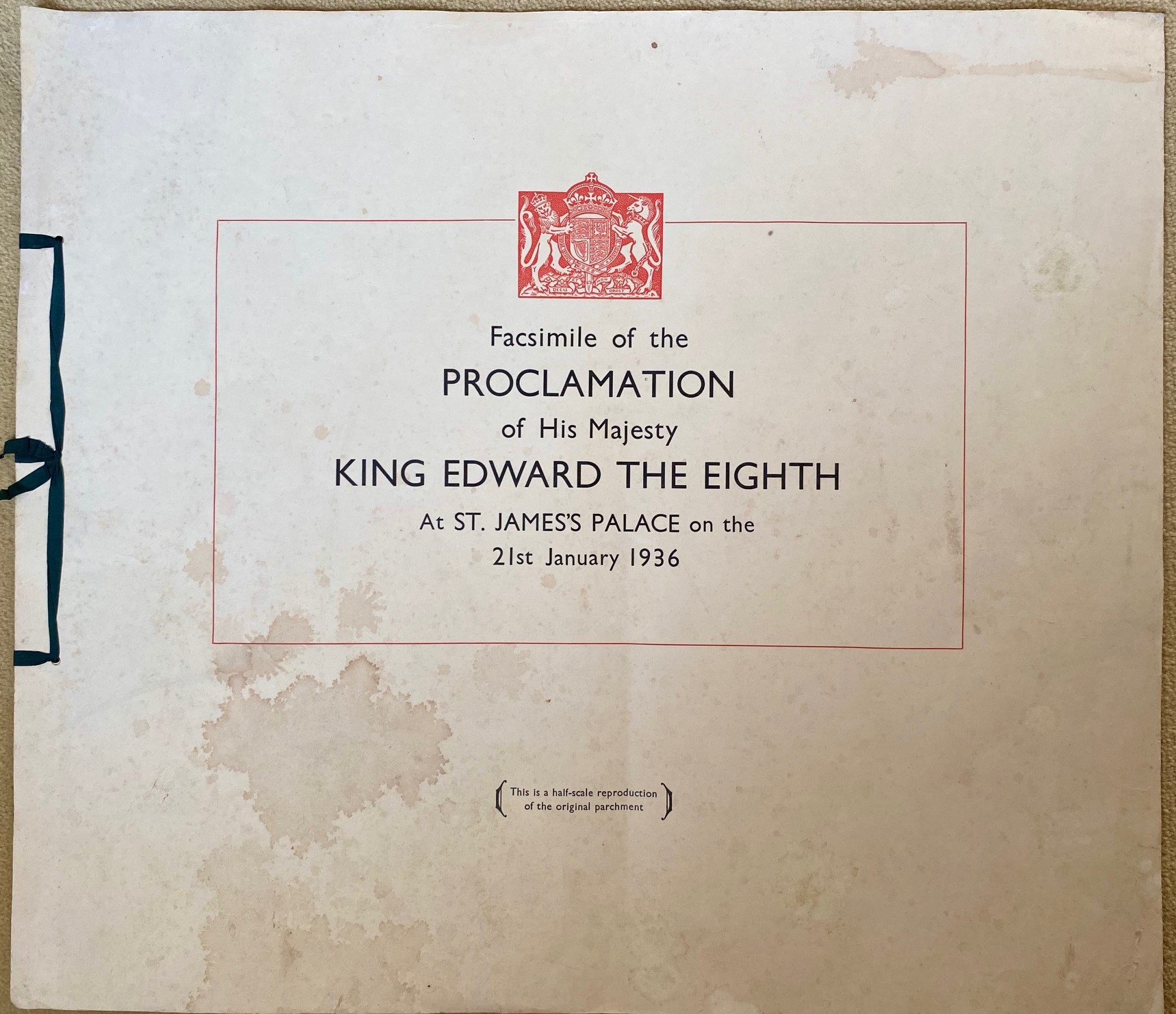 Facsimile of the Proclamation of His Majesty King Edward the Eighth ...