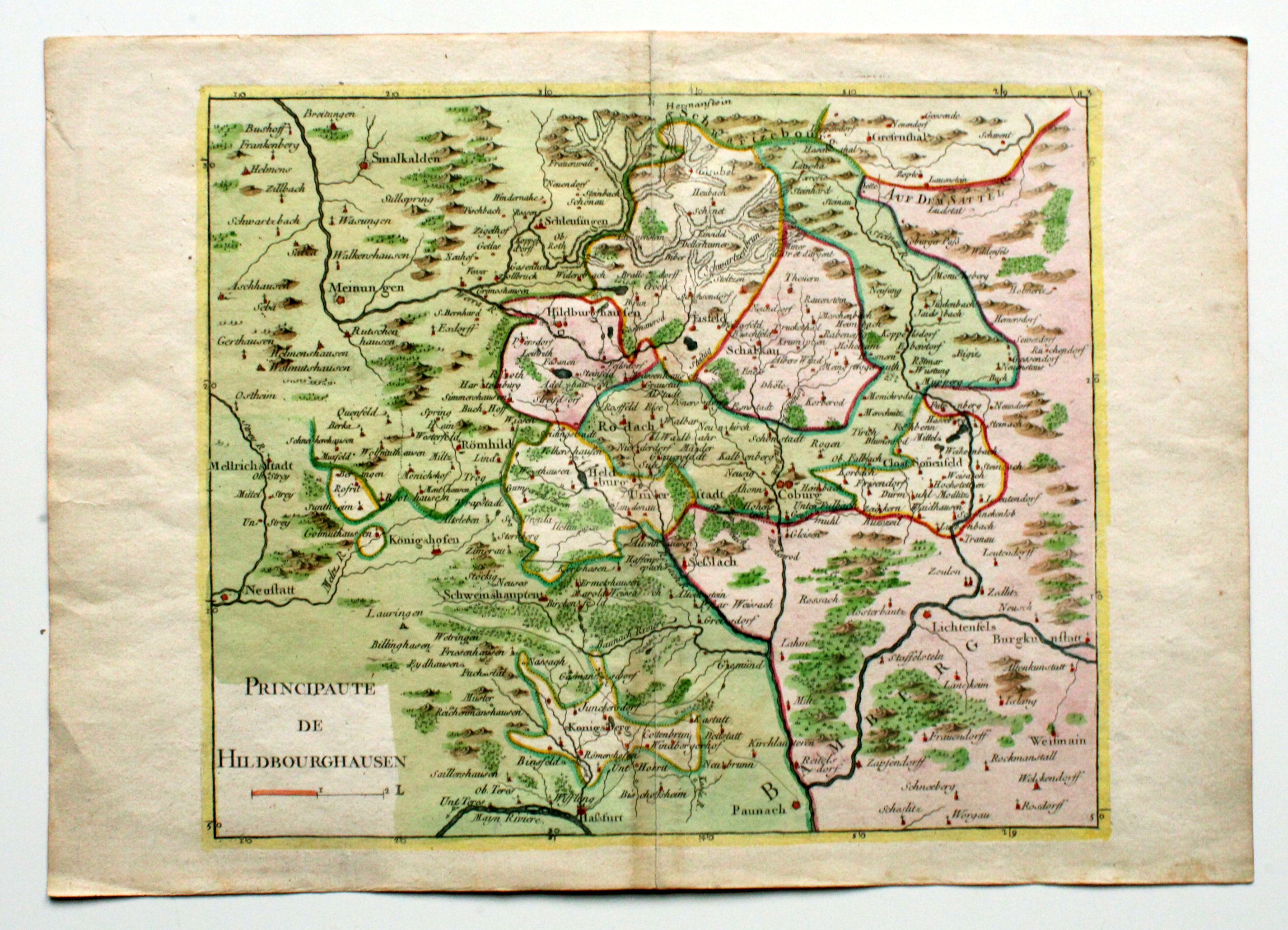 Principauté de Hildbourghausen. Kupferstichkarte ca. 1:300000 by Le ...