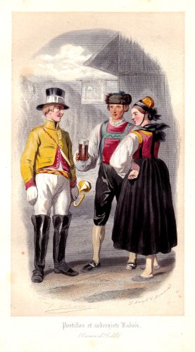 Postillon et aubergiste Badois (Environ de Kehl). Kolorierte ...