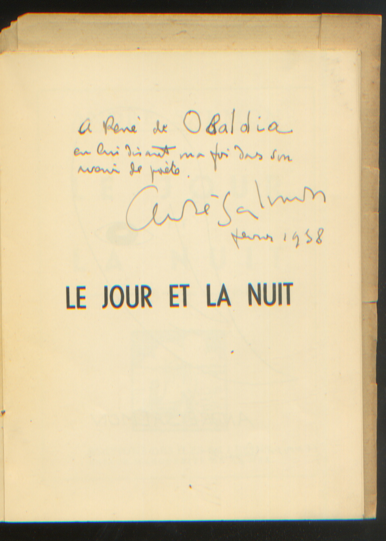 Le Jour et la nuit. Dessin inédit du peintre japonais Souzouki. Envoi à ...