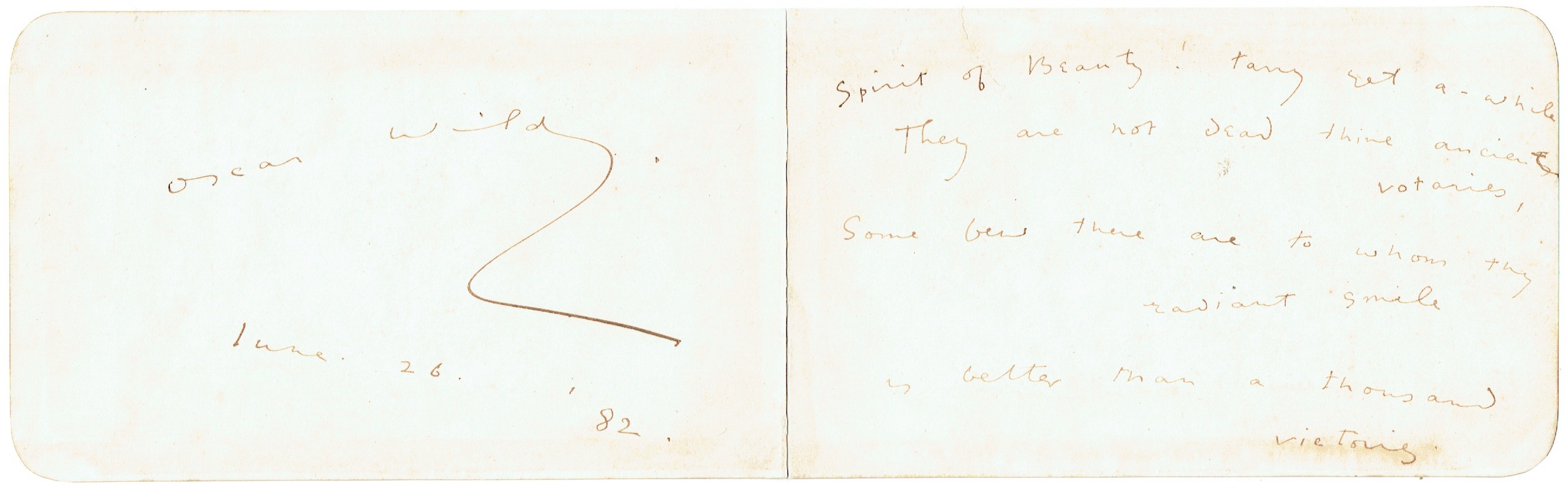 Autograph poem signed. de Wilde, Oscar, Anglo-Irish writer (1854-1900 ...