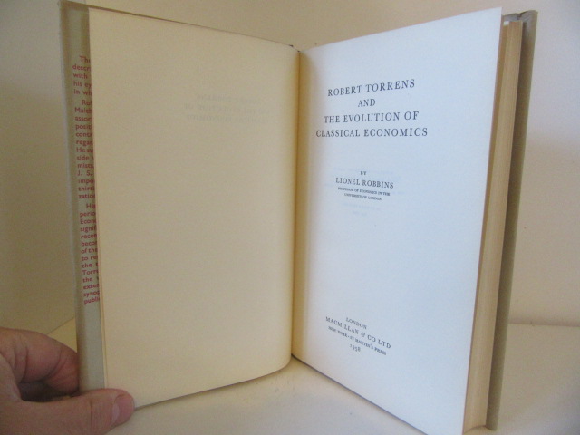 Robert Torrens and the Evolution of Classical Economics. by Robbins ...