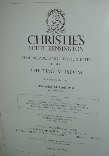 THE TIME MUSEUM, TIME MEASURING INSTRUMENTS, CHRISTIE'S CATALOGUE ...